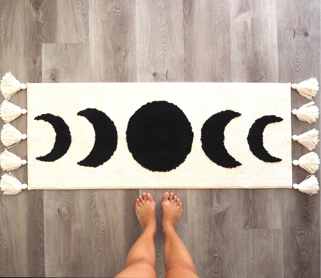 Half Moon Rug Boho Bathroom Rug Se Bath Mat Tassels Bohemian Runner ...