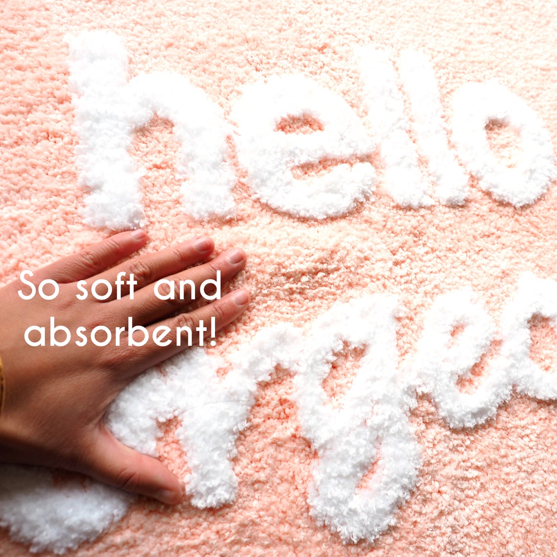 Hello Gorgeous Bath Mat Peach Pink Coral Beautiful Cute Bathroom Rugs ...