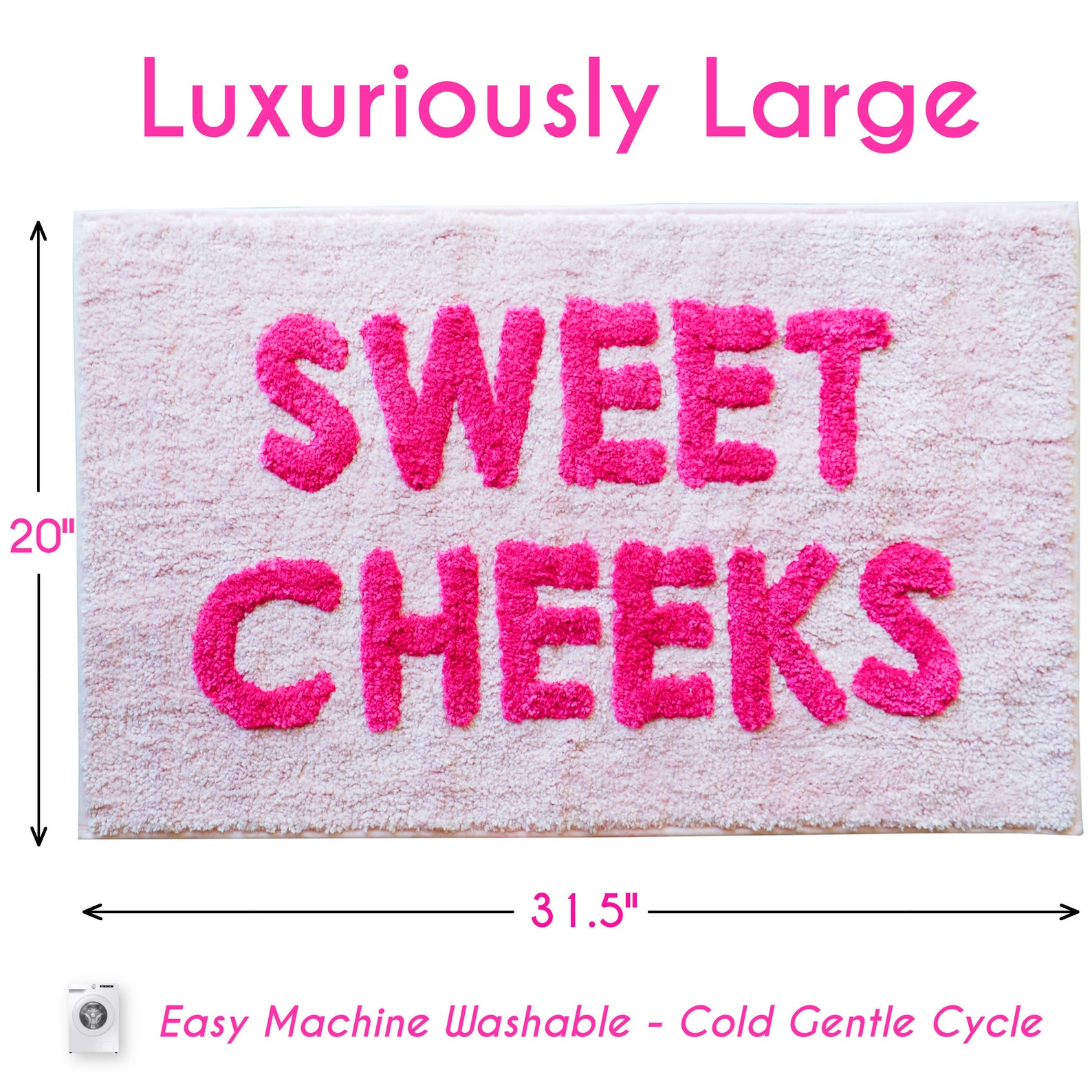 Sweet Cheeks Bath Mat Hot Pink Blush Cute Bathroom Rugs Girls Hello ...