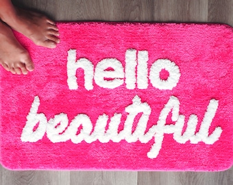 Sweet Cheeks Bath Mat Hot Pink Blush Cute Bathroom Rugs Girls Hello ...
