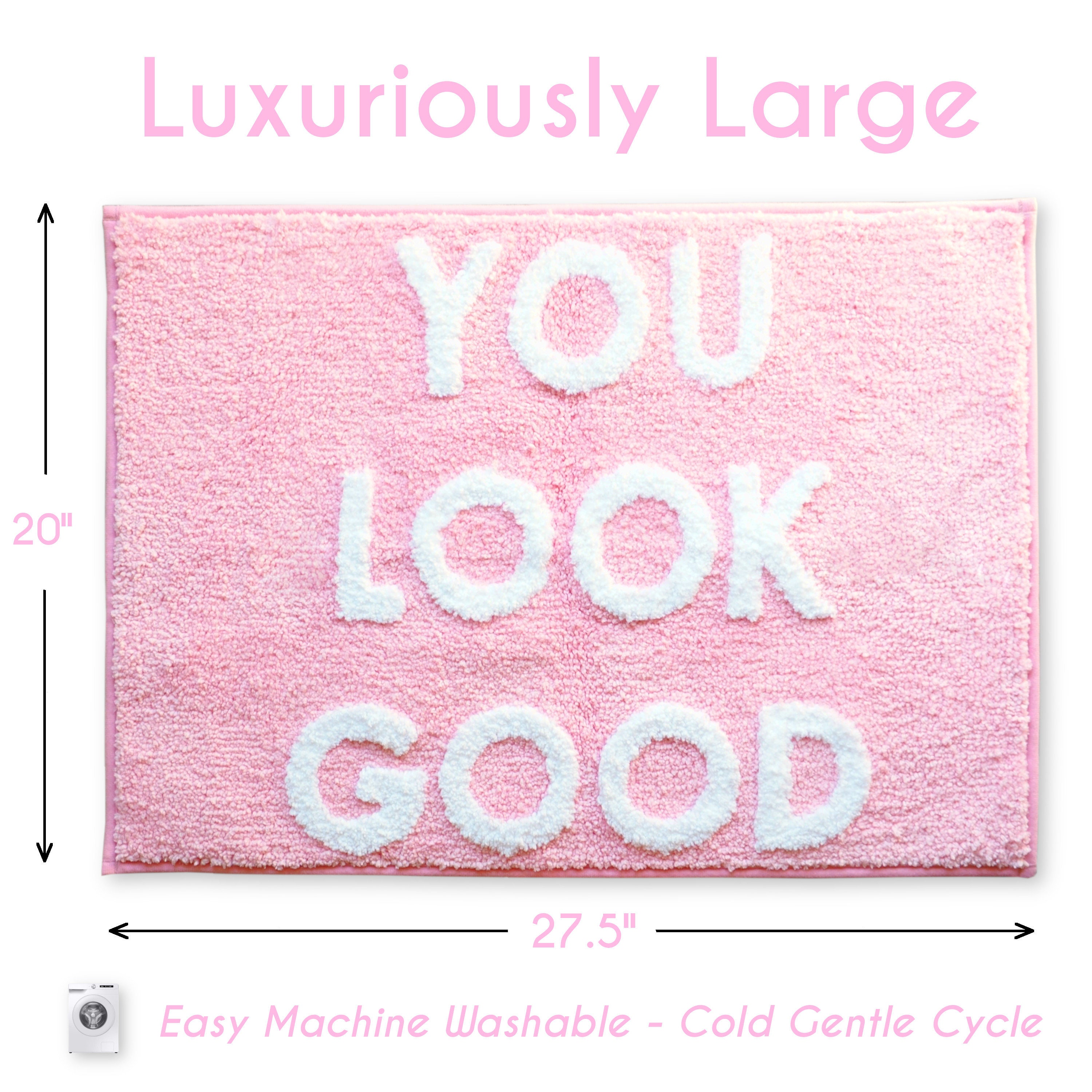 You Look Good Bath Mat Pink Blush Cute Bathroom Rugs for Girls Hello ...