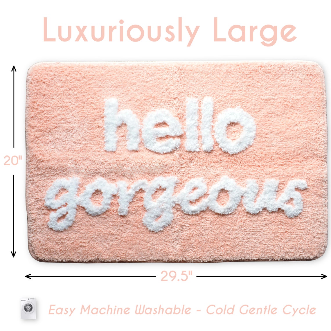 Hello Gorgeous Bath Mat Peach Pink Coral Beautiful Cute Bathroom Rugs ...