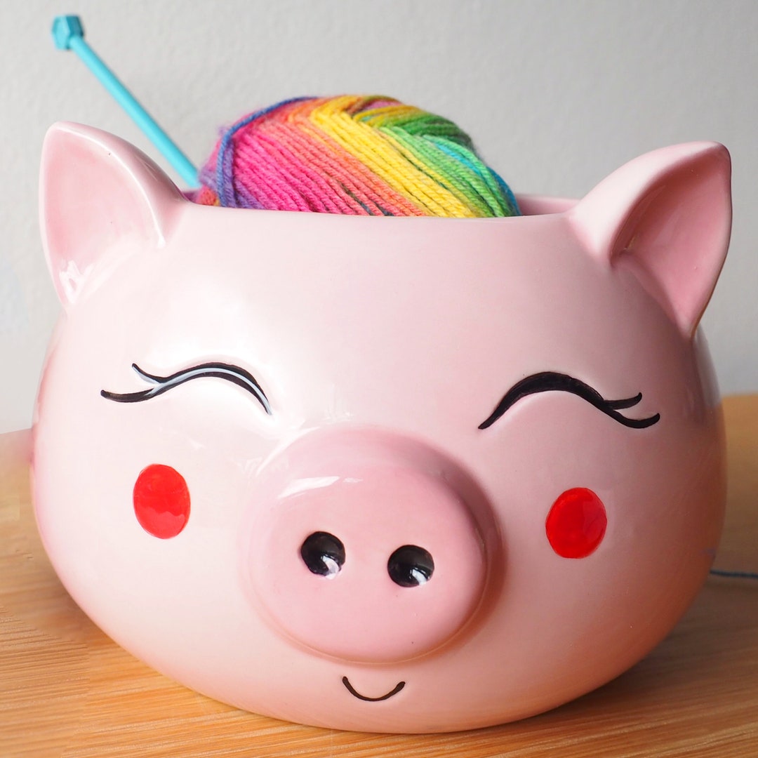 Pig Yarn Bowl for Knitting - Ceramic Knitting Bowl Extra Large Ceramic ...