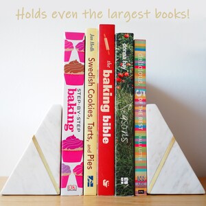 Marble Bookends Handcrafted Heavy Triangular Bookshelf Decor Brass ...