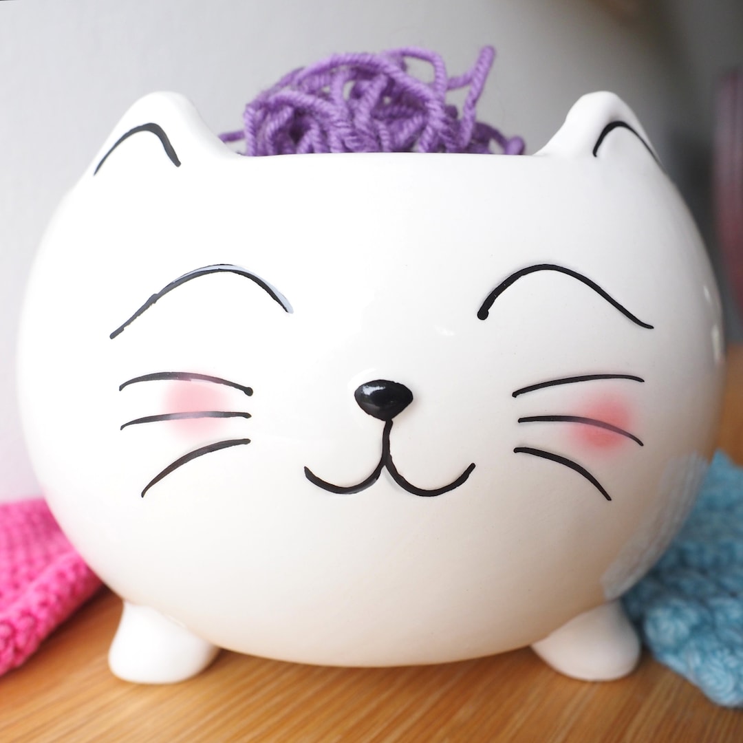 Cat Yarn Bowl for Knitting - Ceramic Knitting Bowl Extra Large Ceramic ...