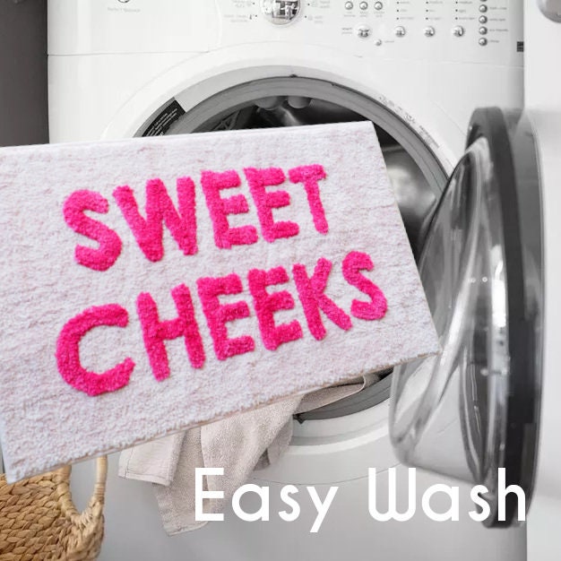Sweet Cheeks Bath Mat Hot Pink Blush Cute Bathroom Rugs Girls Hello ...