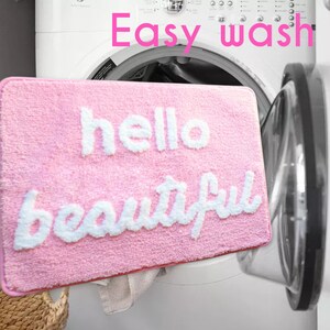 Hello Beautiful Bath Mat Light Pink Blush Peach Coral Cute - Etsy