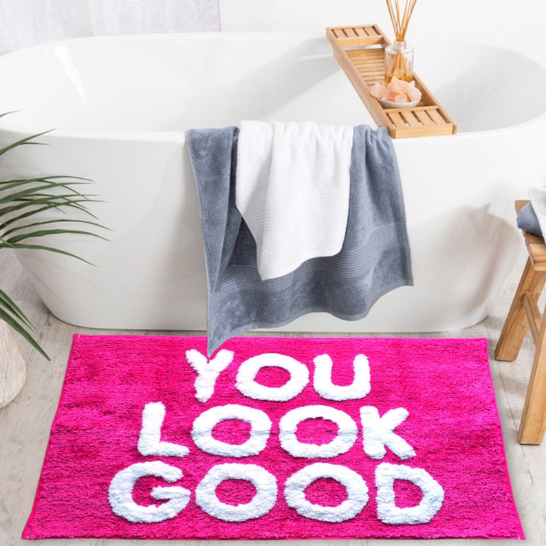 You Look Good Bath Mat Hot Pink Blush Cute Bathroom Rugs Girls - Etsy