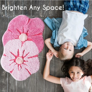 Pink Flower Bath Mat Daisy Light Pink Blush Peach Coral Cute Bathroom ...
