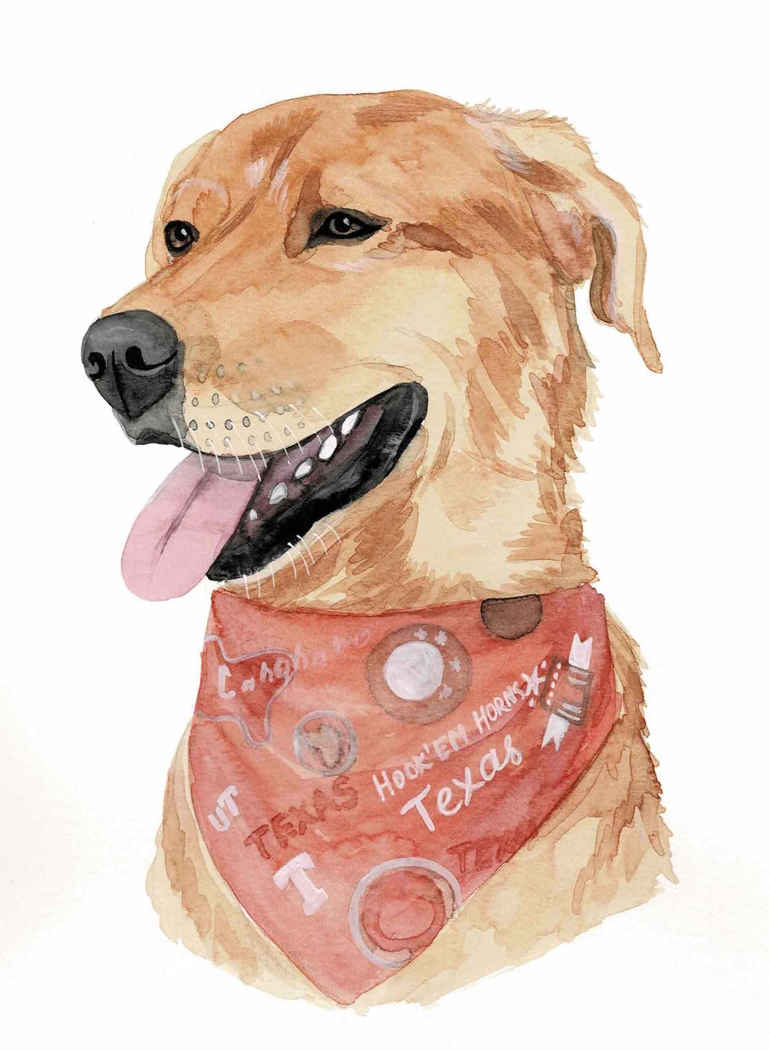 Watercolor Paper Painting Dog Pets Dog Dog Portrait Custom Watercolor ...