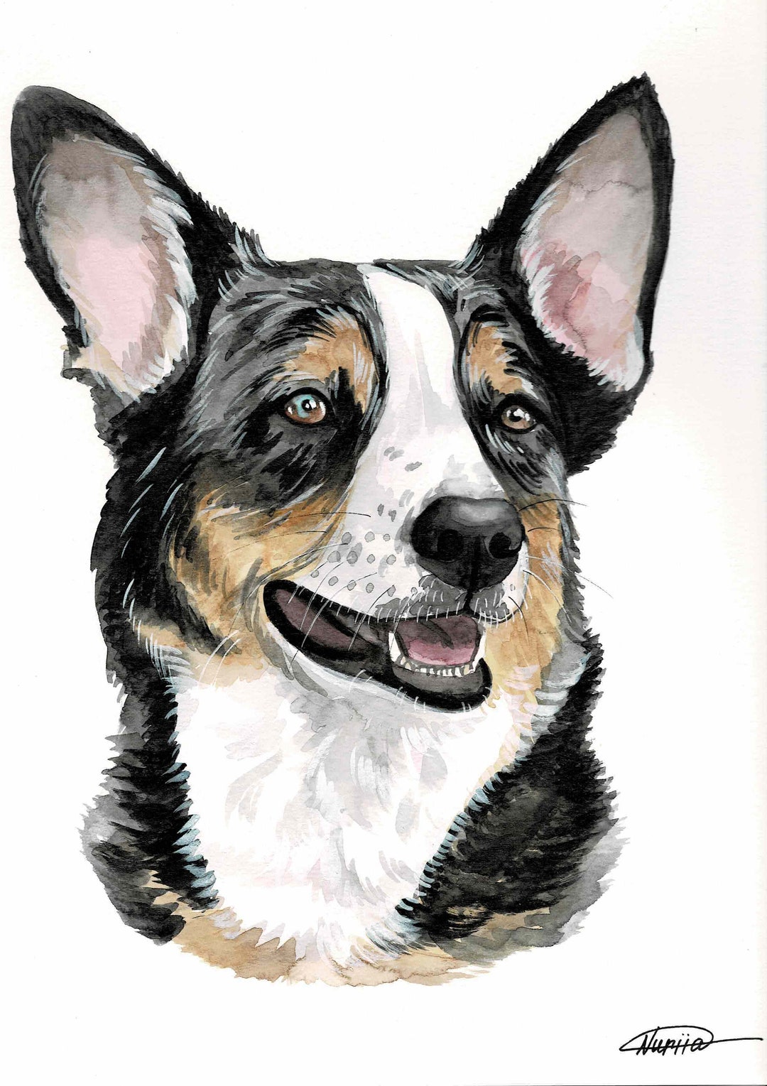 ASL Valentine's Day Watercolor Painting Pets Custom Pet Portrait, Pop ...