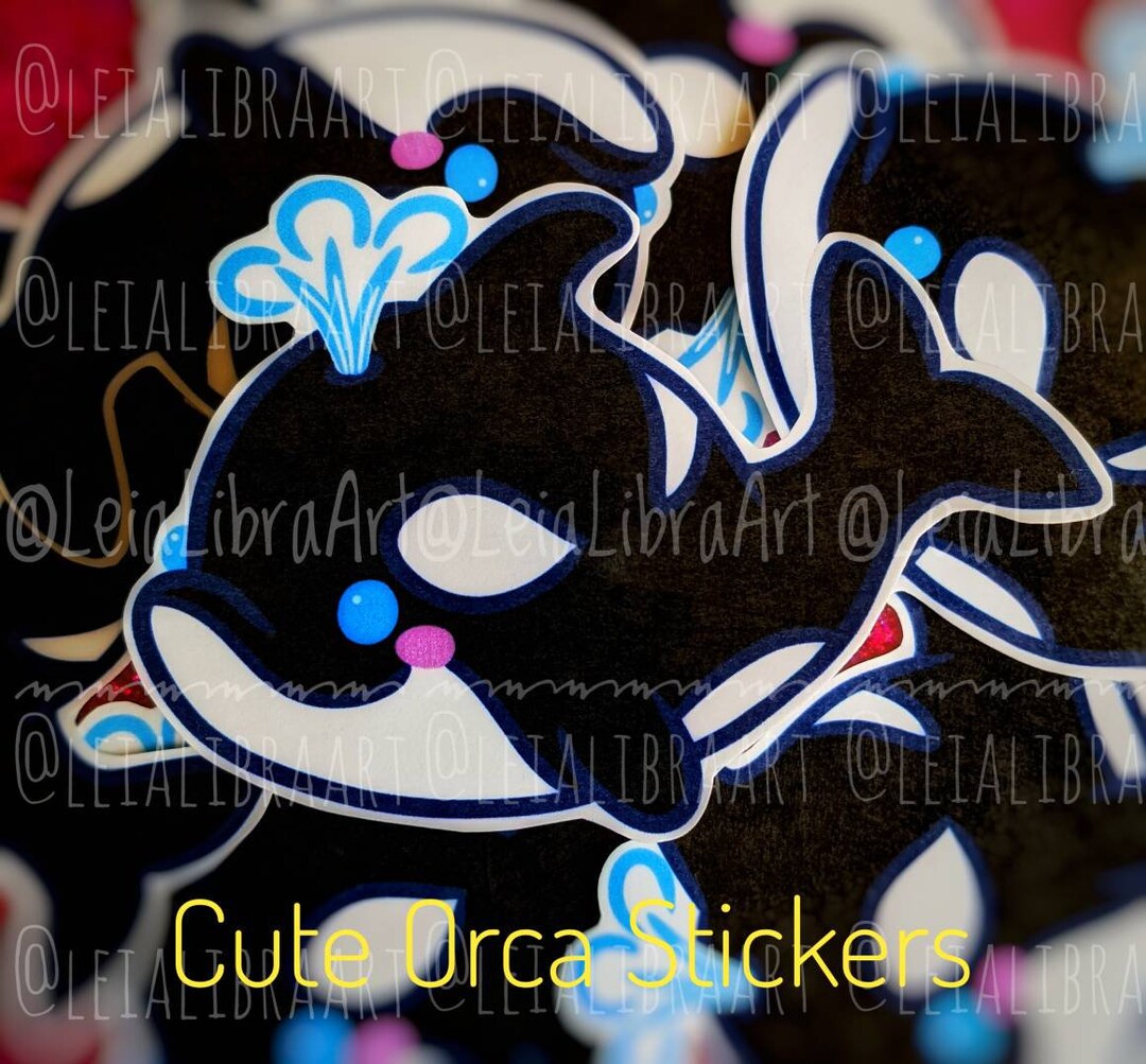 Cute Orca Paper Stickers Handmade by Leialibraart | Kawaii Marine ...