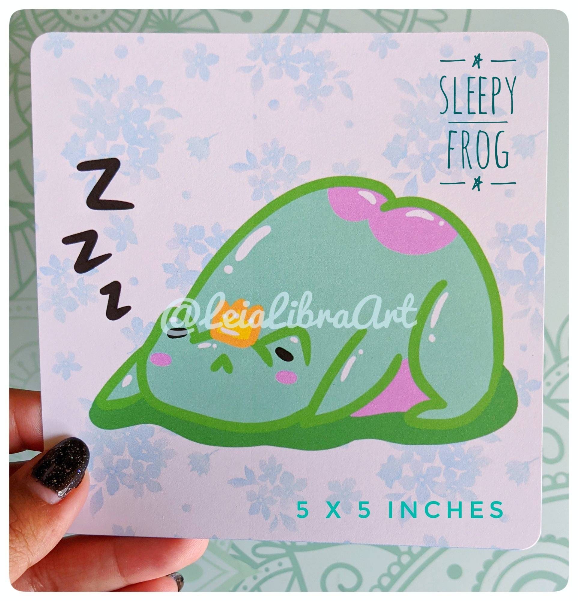 Cute Happy Sleepy Cheeky Frog Art Prints | Kawaii Froggy Art | Two ...