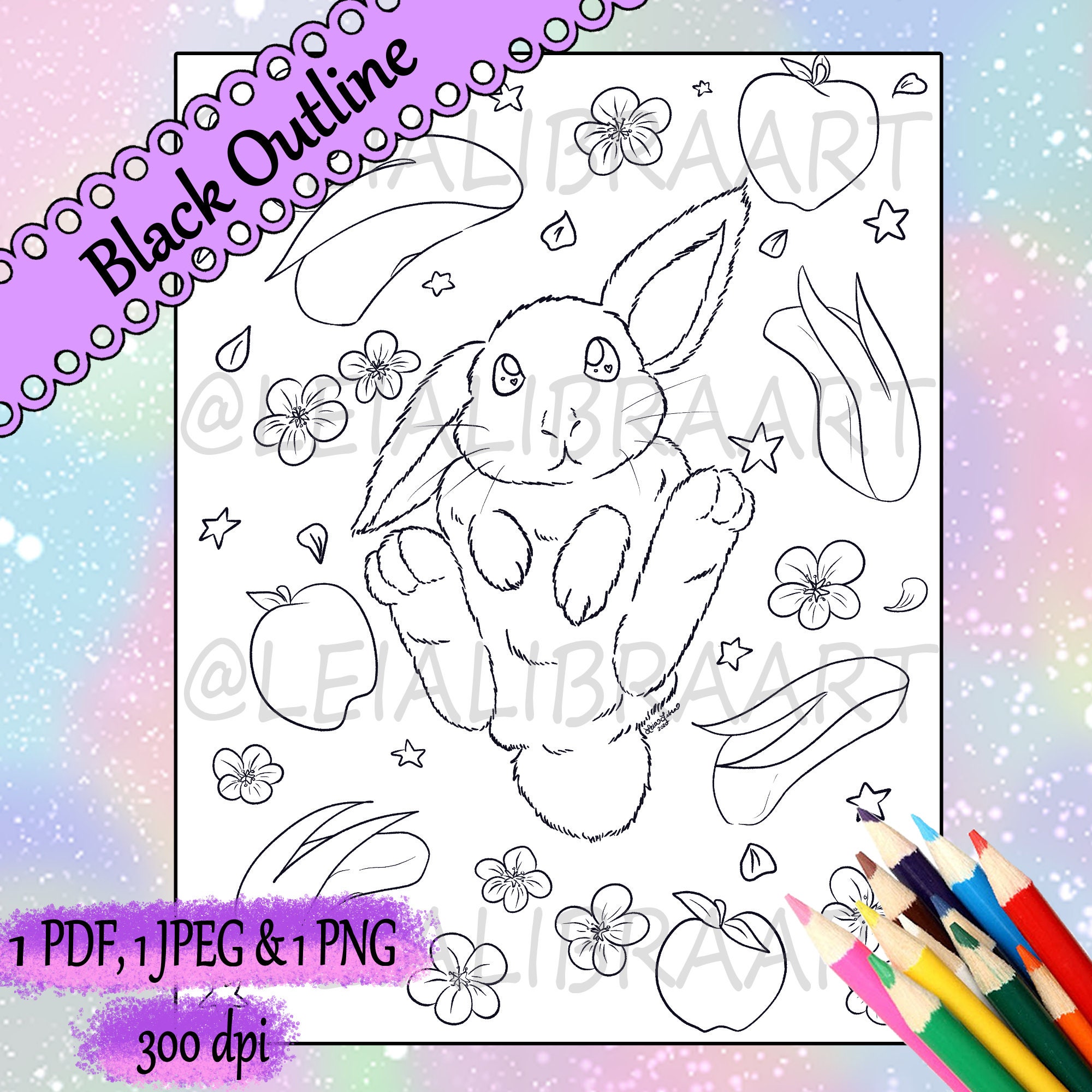 Printable Bunny Coloring Page - Digital Download - Cute Spring ...