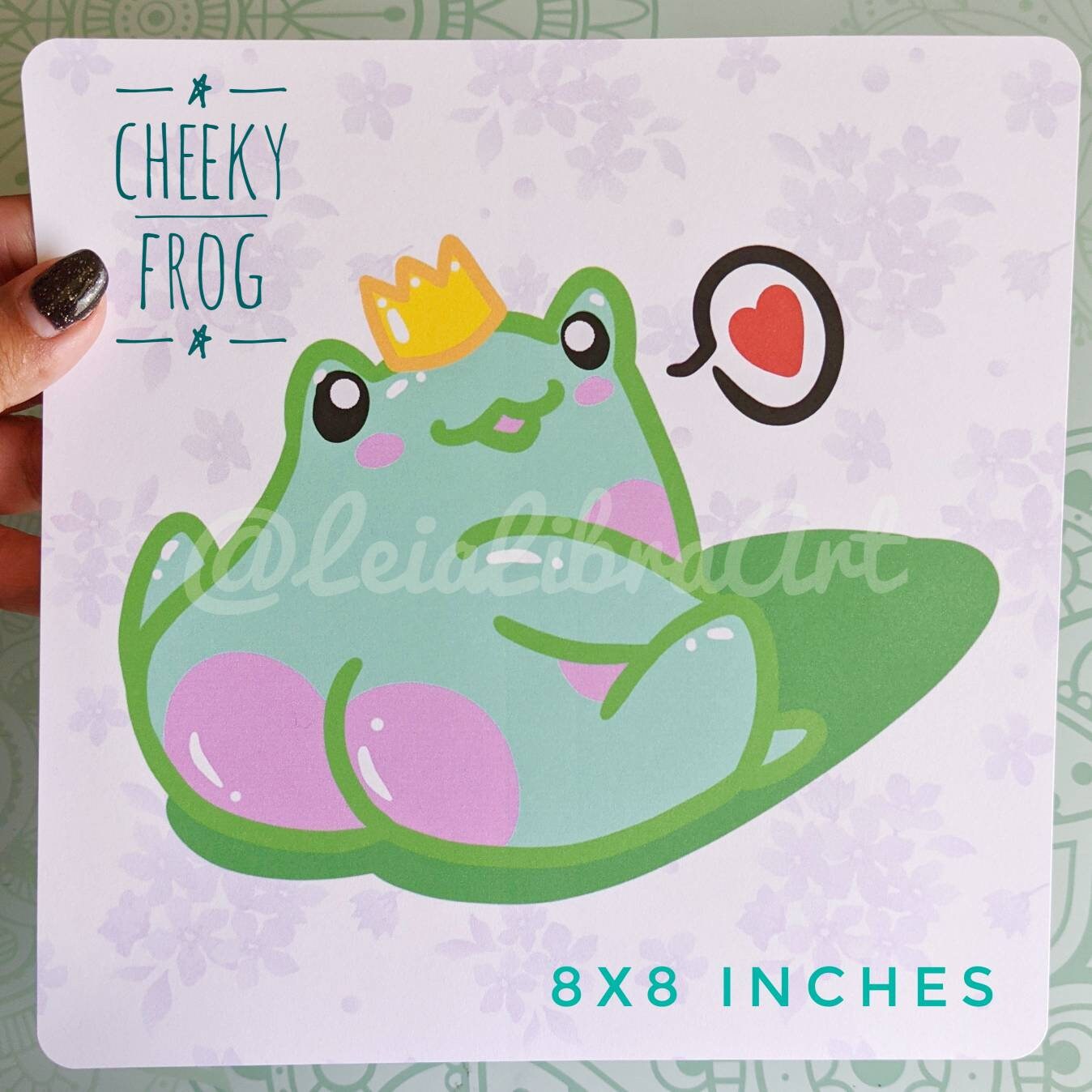 Cute Happy Sleepy Cheeky Frog Art Prints | Kawaii Froggy Art | Two ...
