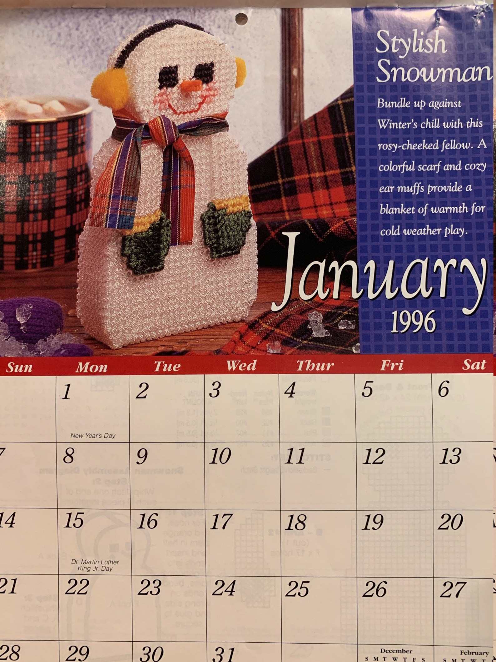 Plastic Canvas Calendar 1996, From the Needlecraft Shop - Etsy