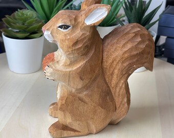 Wood Carved Squirrel | Etsy