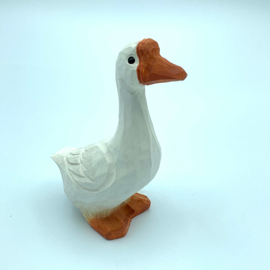 YEEYAYA Goose Woodcarving Hand Carved Wood Wooden Goose Figurine ...