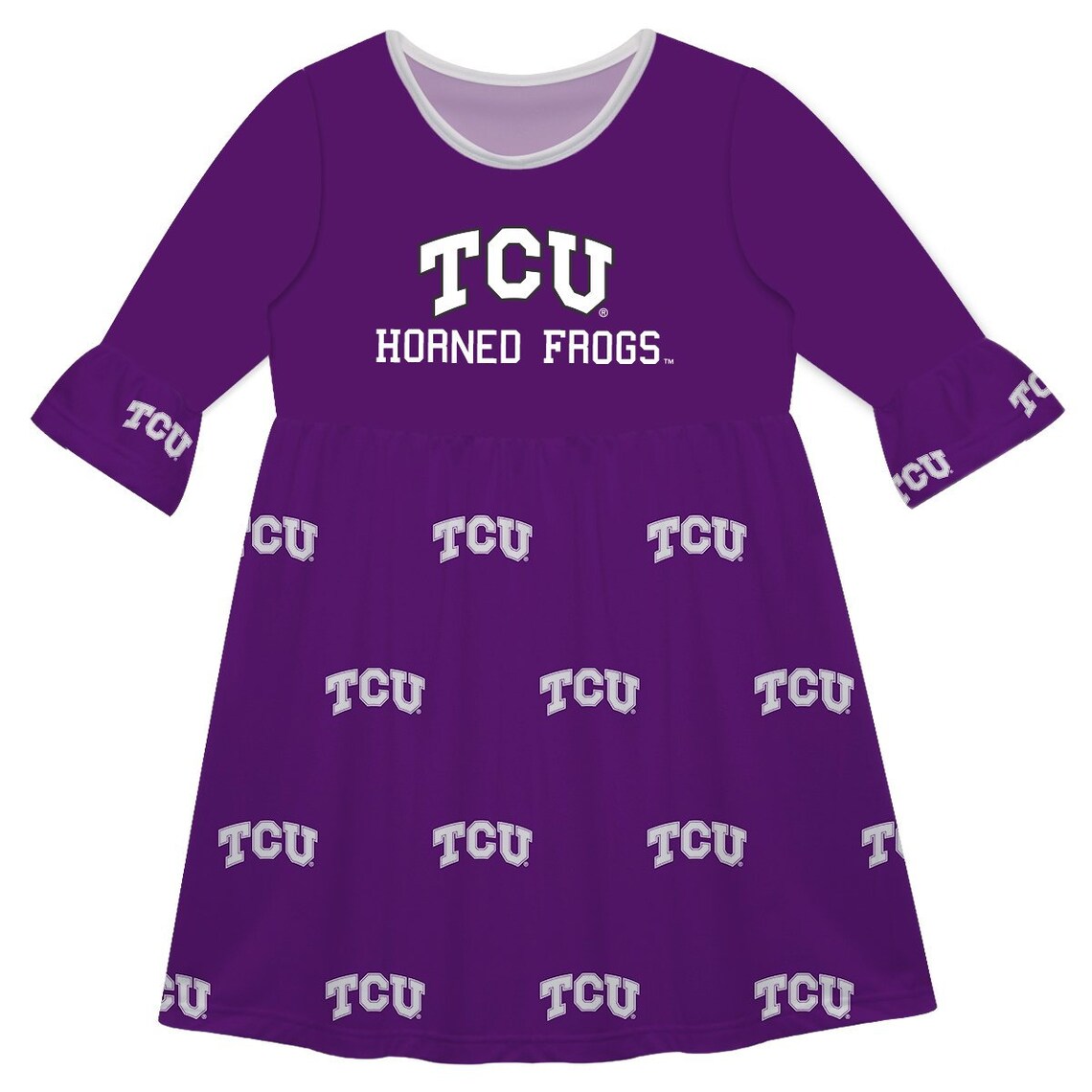 TCU Print Purple Amy Dress Three Quarter Sleeve - Etsy