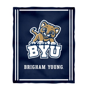 BYU Cougars Vive La Fete Kids Game Day Blue Plush Soft Minky Blanket 36 ...