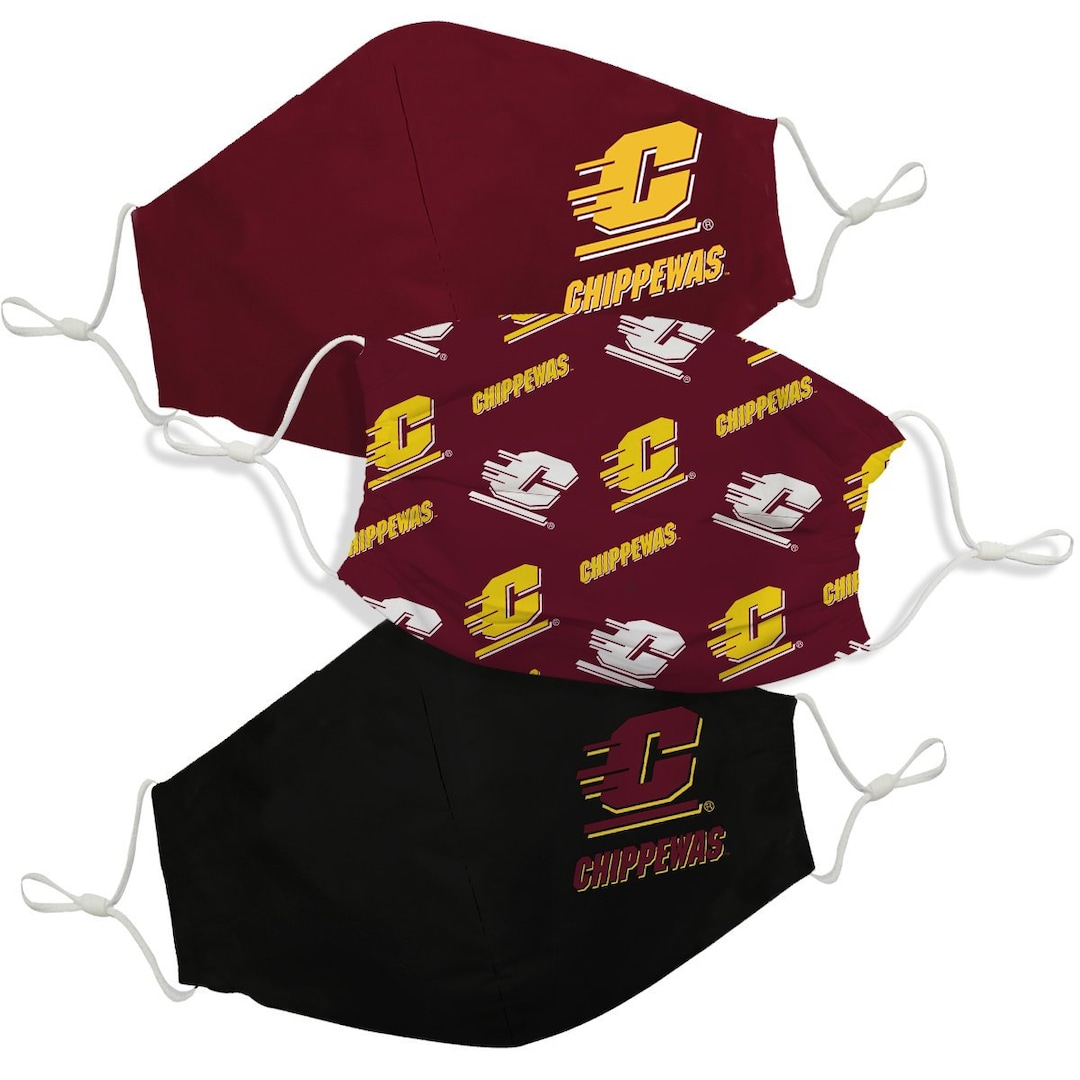 Central Michigan Chippewas Face Mask Maroon and Black Set of Three - Etsy