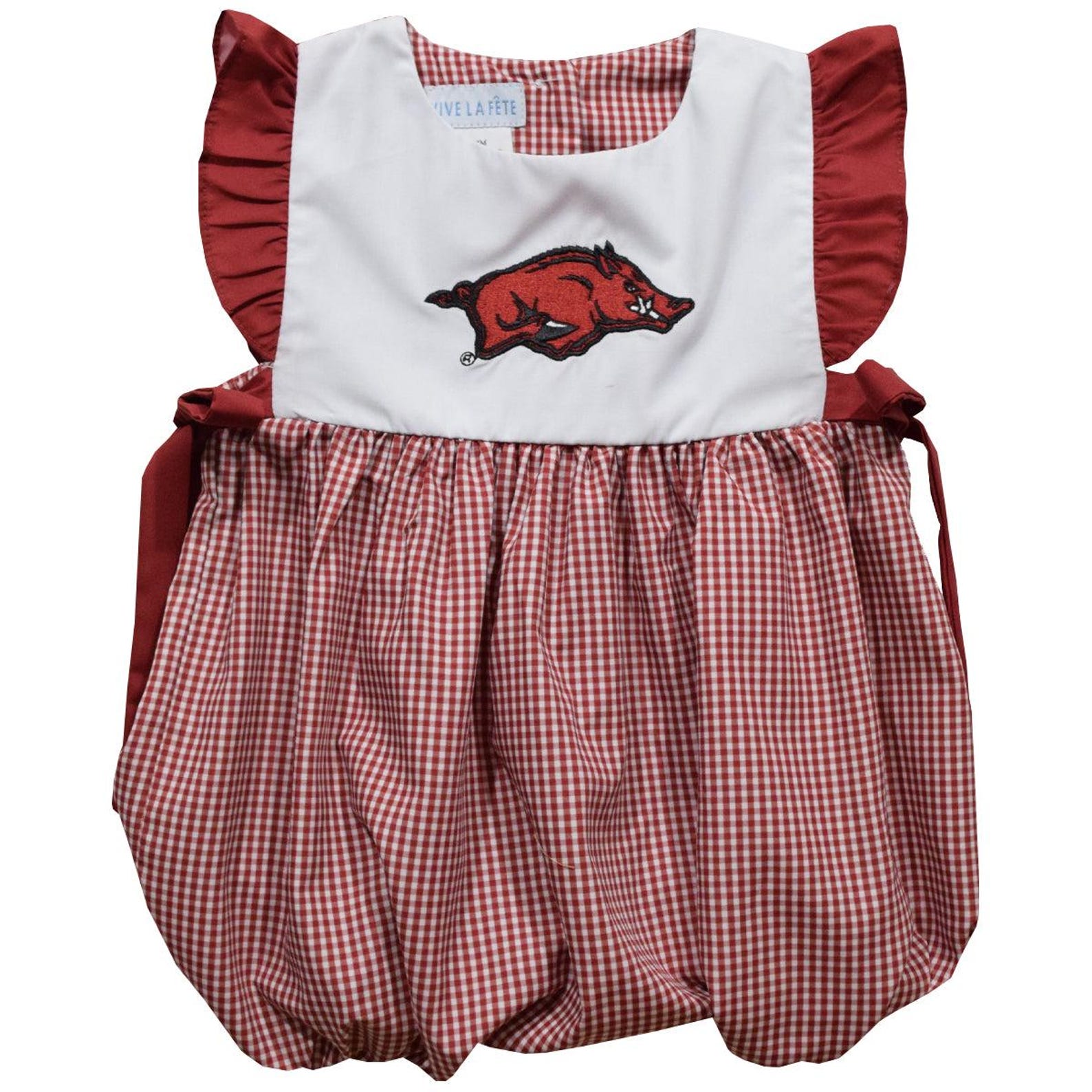 Arkansas Razorbacks Embroidered Red Gingham Girls Bubble - Etsy