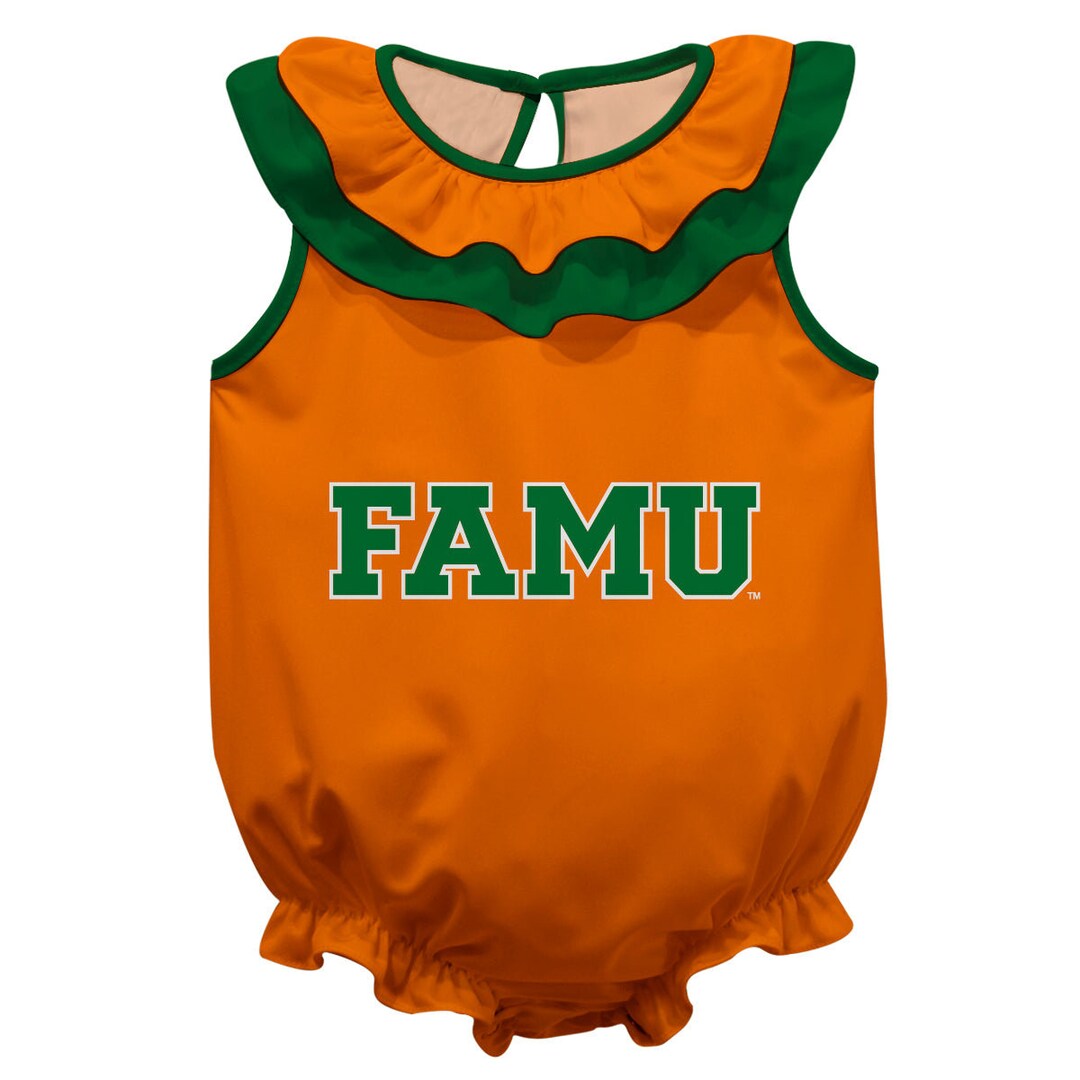 Florida A&M University Rattlers Orange Sleeveless Ruffle Onesie Logo ...