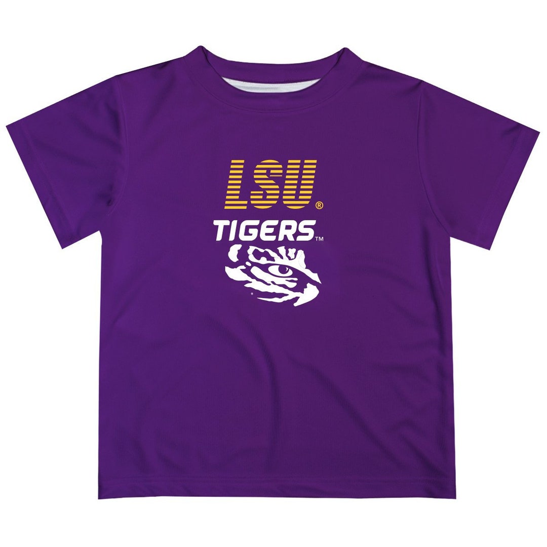 LSU Tigers Solid Stripped Logo Purple Short Sleeve Tee Shirt - Etsy