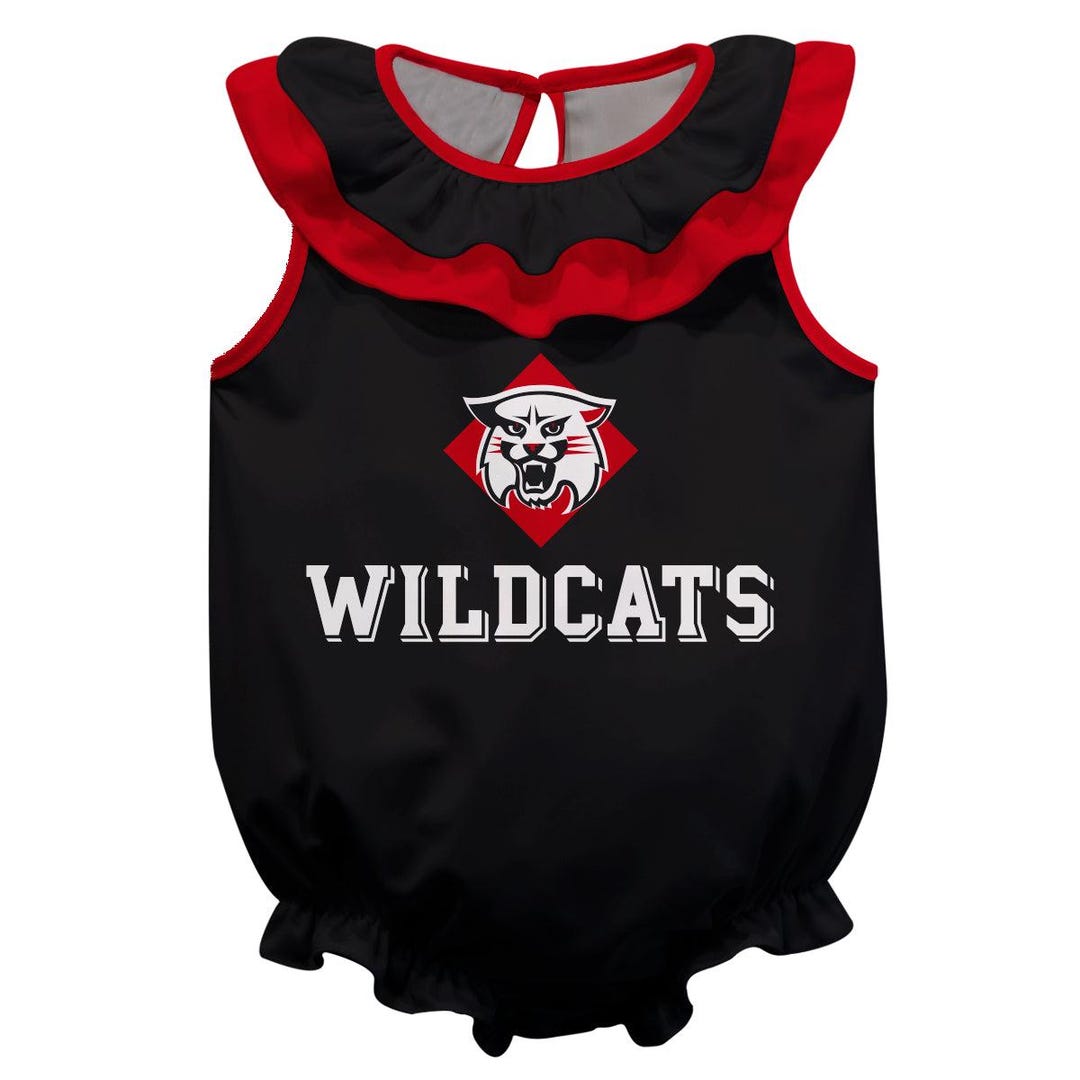 Davidson College Wildcats Black Sleeveless Ruffle Bodysuit Mascot by ...