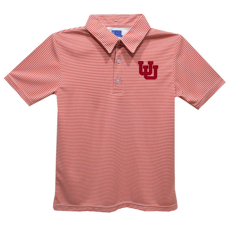University of Utah Utes Embroidered Red Cardinal Stripes Short Sleeve ...