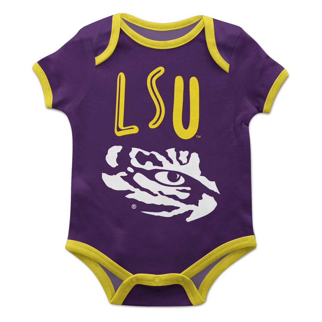 LSU Tigers Purple Solid Short Sleeve Bodysuit - Etsy