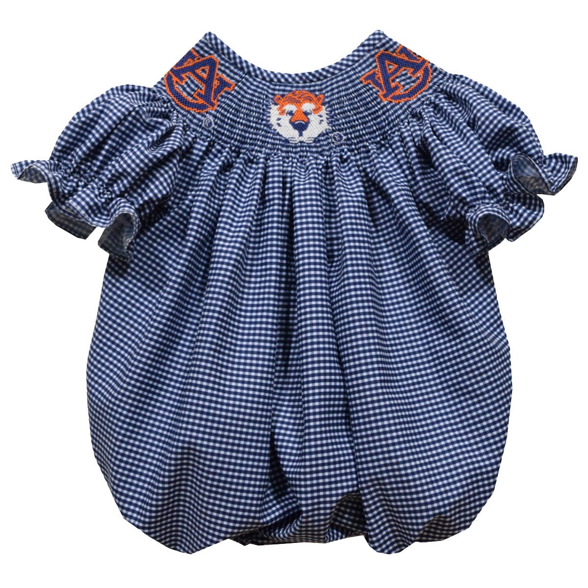 Auburn Tigers Smocked Navy Giangham Short Sleeve Girls Bubble - Etsy