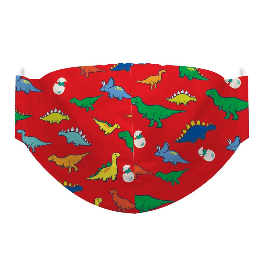 Dino Print Red Face Mask - Etsy