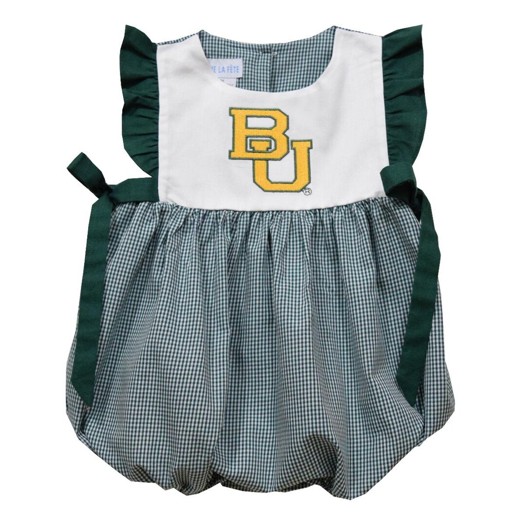 Baylor Embroidered Hunter Green Gingham Girls Bubble - Etsy