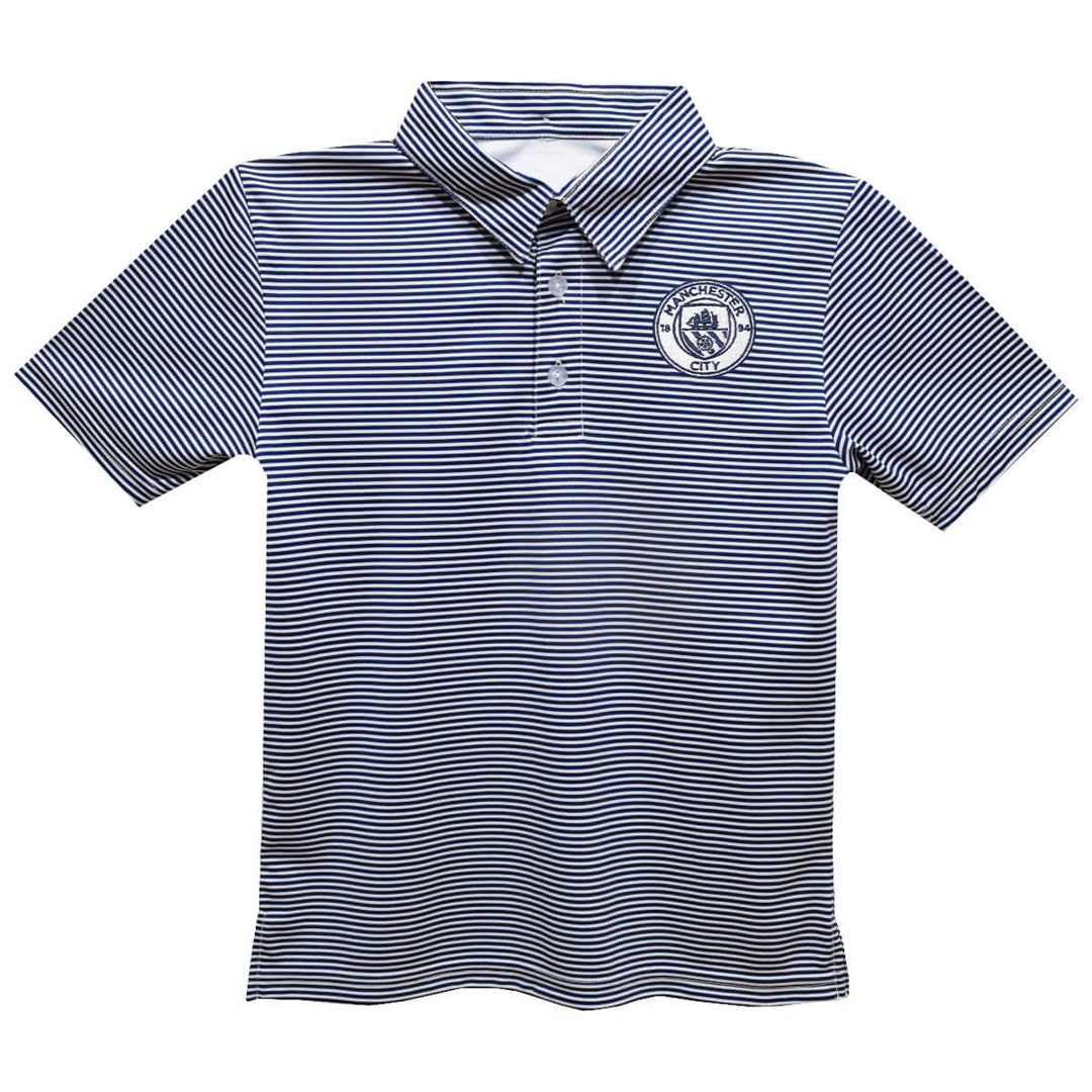 Manchester City Embroidered Navy Stripes Short Sleeve Polo Box Shirt - Etsy