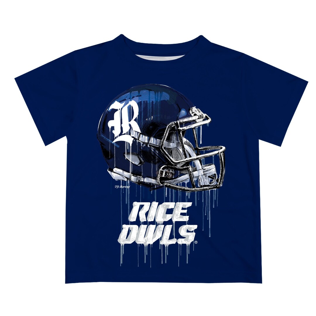 Rice University Owls Original Dripping Football Helmet Blue T-shirt by ...