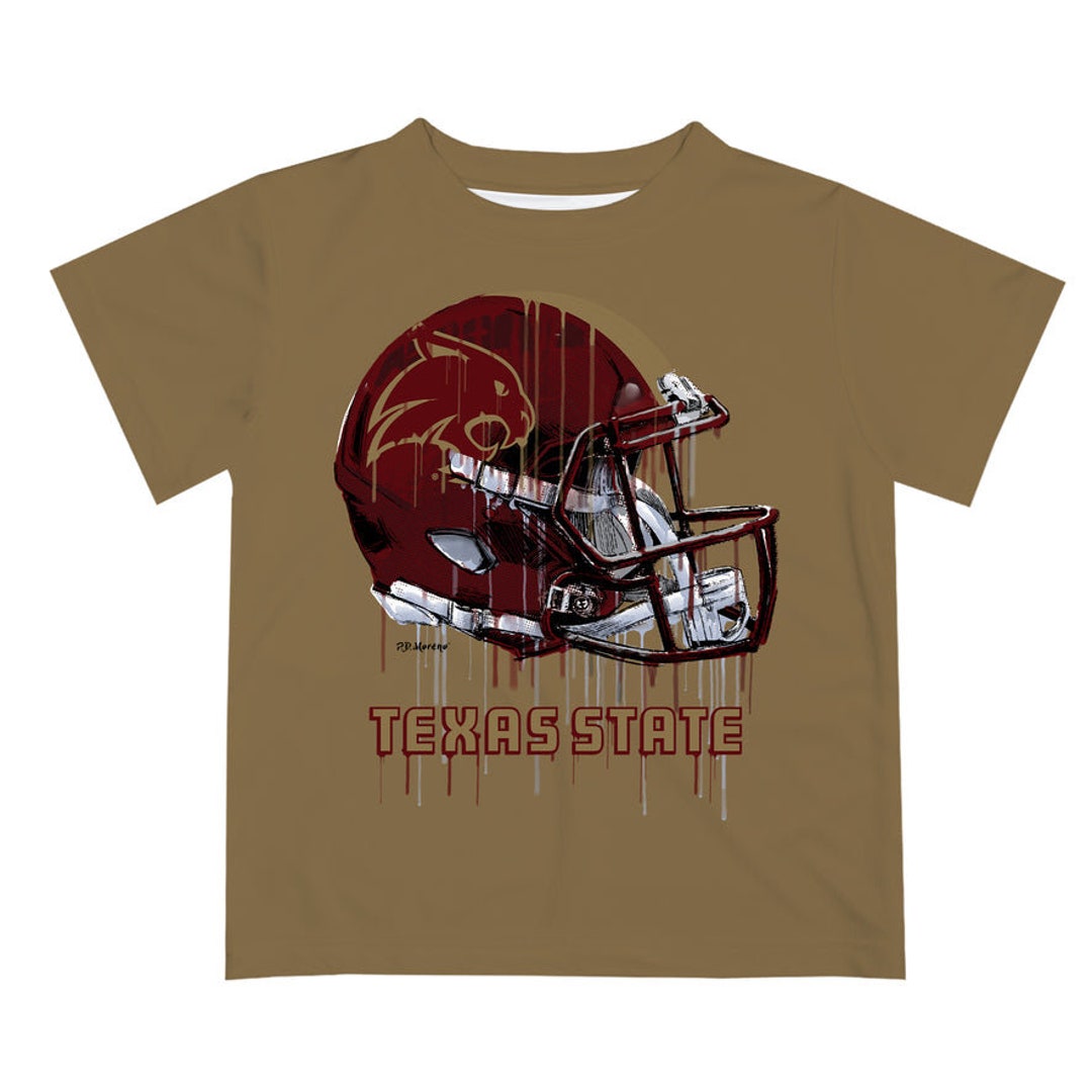 Texas State University Bobcats TXST Original Dripping Football Gold T ...