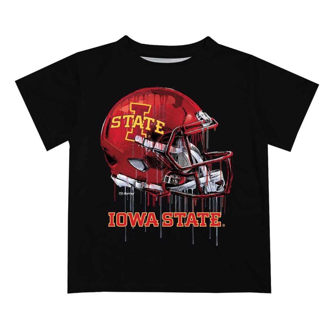 Iowa State Cyclones ISU Original Dripping Football Helmet Black T-shirt ...