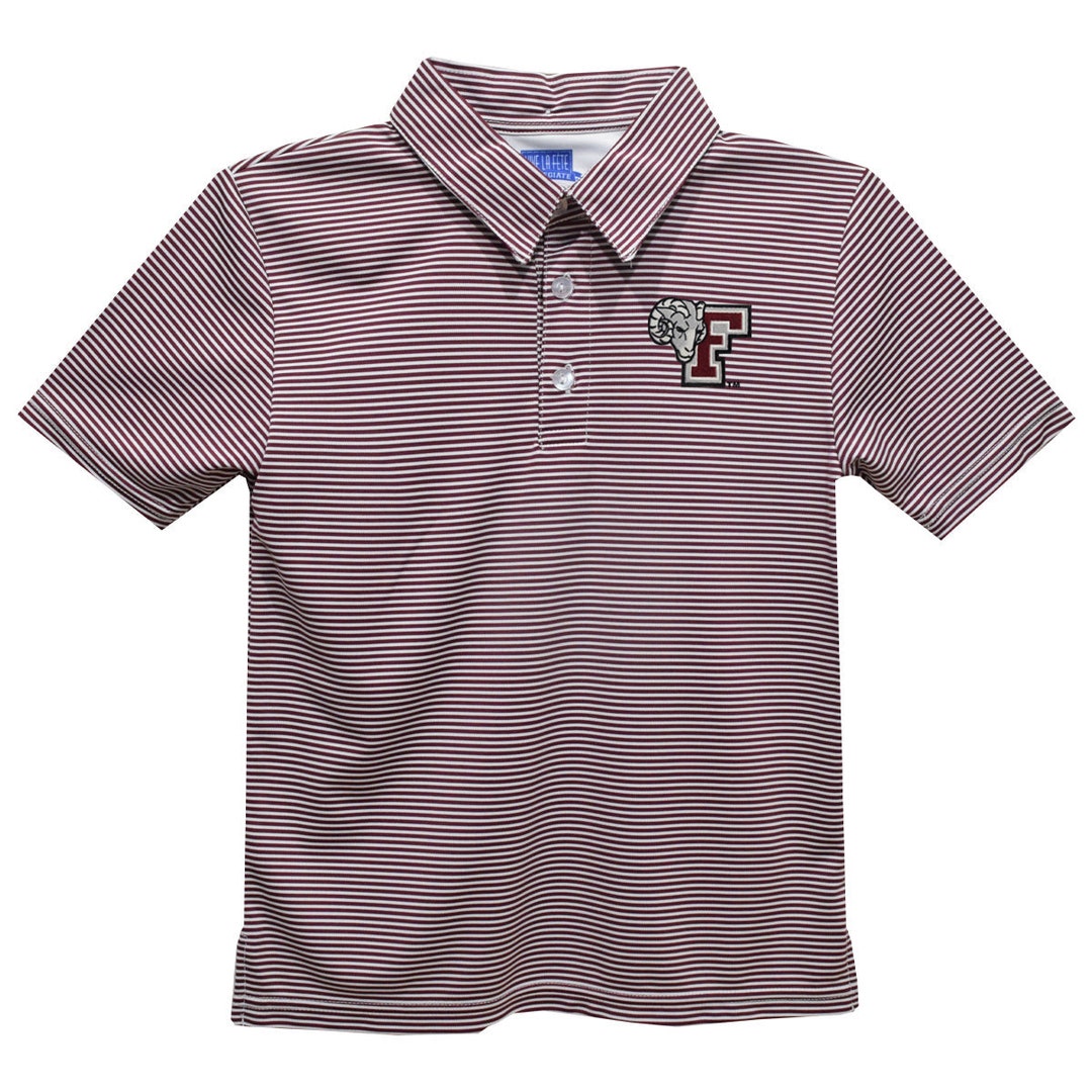 Fordham Rams Embroidered Maroon Stripes Short Sleeve Youth Polo Box ...