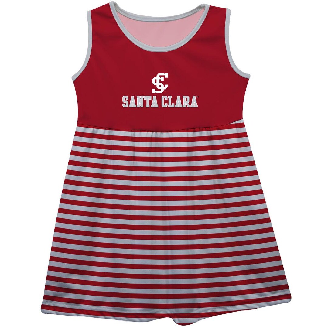 Santa Clara Broncos SCU Red and Gray Sleeveless Tank Dress With Stripes ...