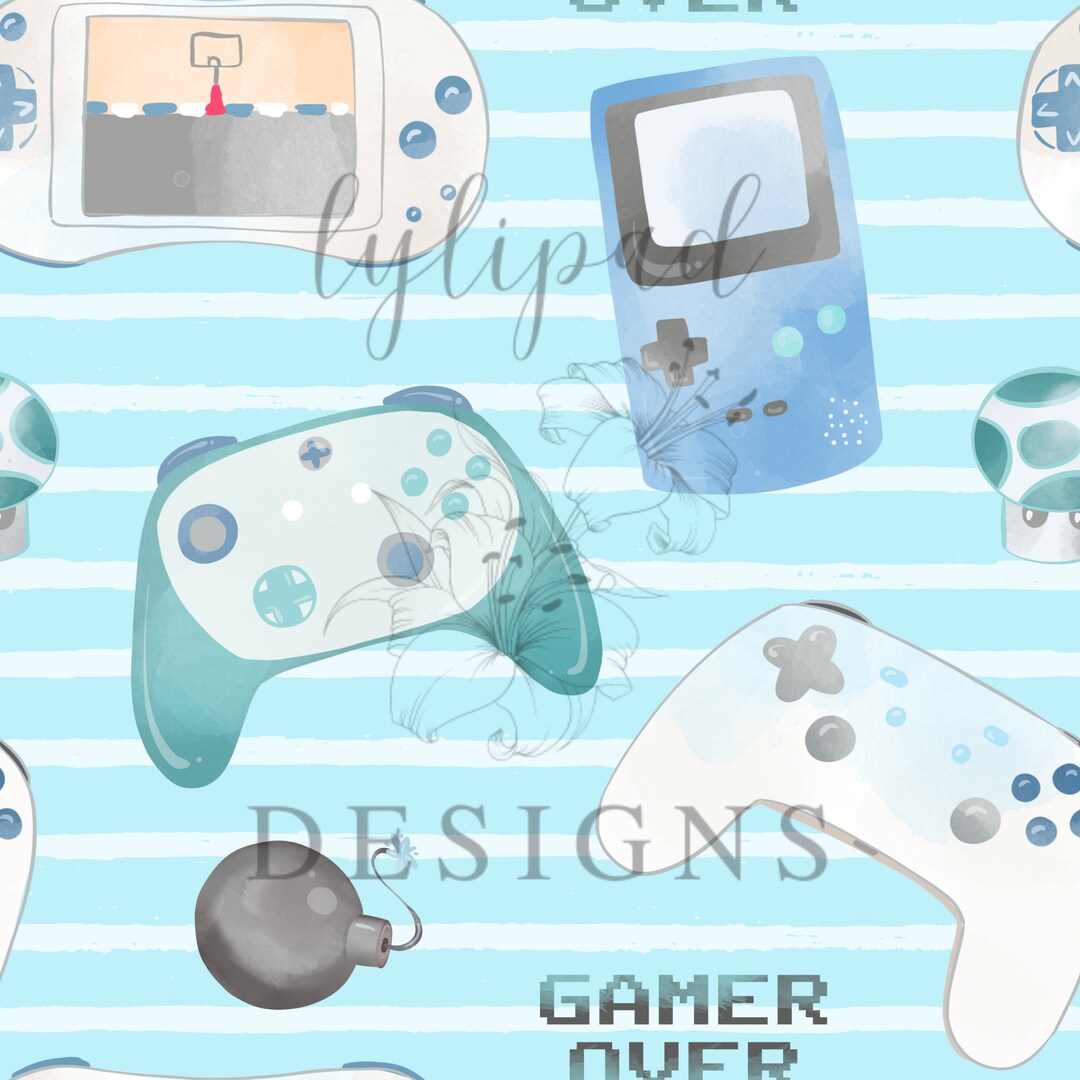 Blue Video Gamer Seamless Pattern - Digital Download - Etsy