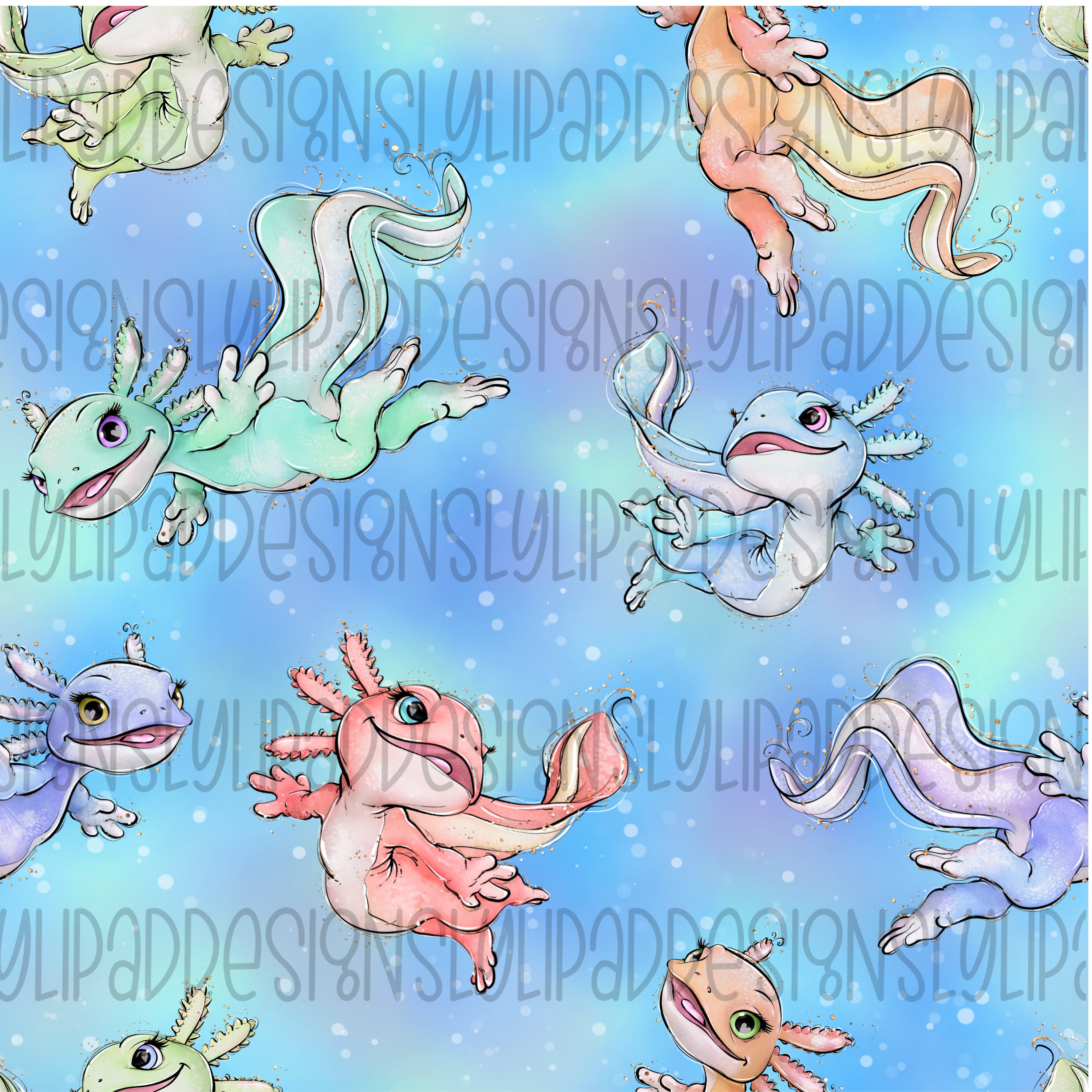 Rainbow Axolotl Seamless Pattern Digital Download - Etsy