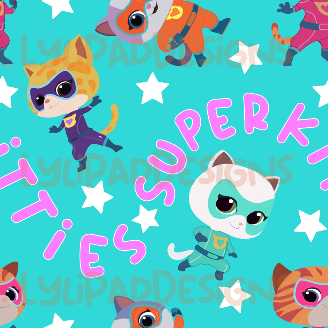 Hero Kitties Super Cats Seamless Pattern - Digital Download - Etsy