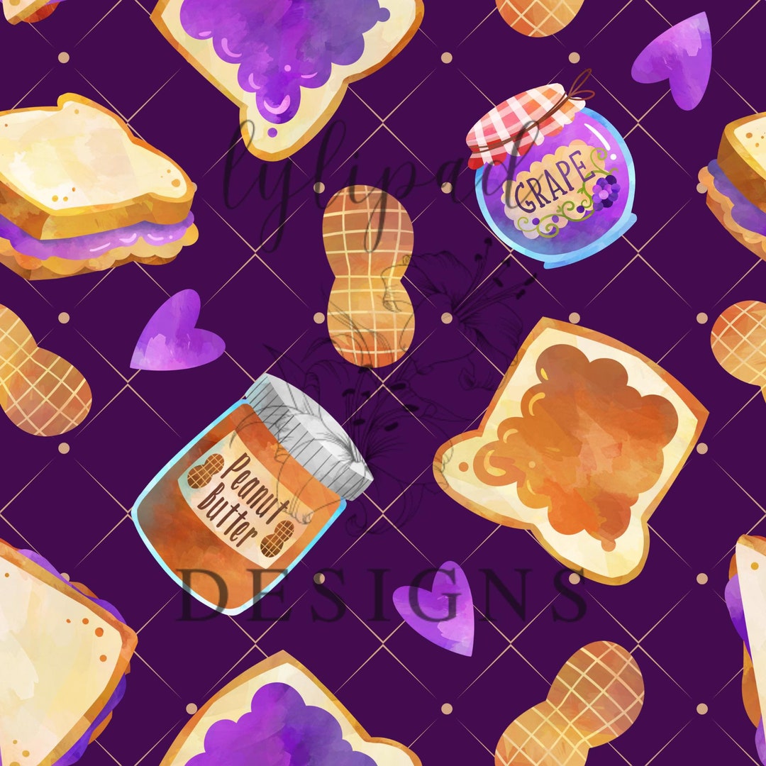 Purple Peanut Butter and Jelly Seamless Pattern - Digital Download - Etsy