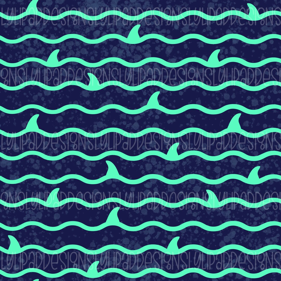 Blue Shark Fins brighter Seamless Pattern Digital Download - Etsy