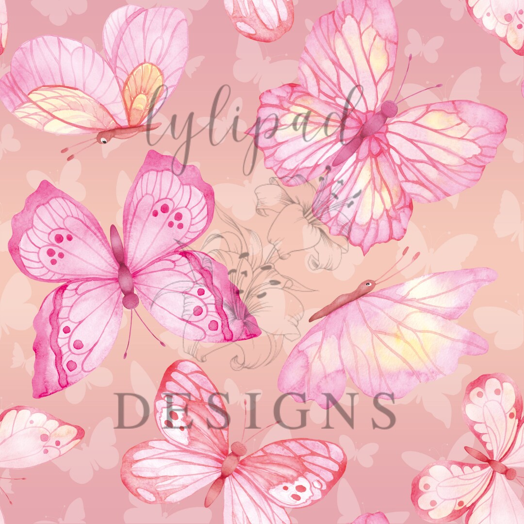 Pink Watercolor Butterfly Seamless Pattern - Digital Download - Etsy