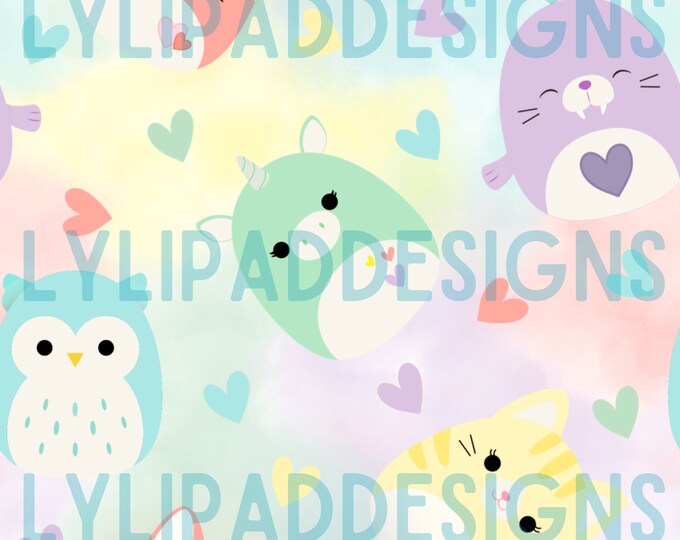 Cute Squishmallow Seamless Pattern Perfect for Tumblers, DIY Crafts ...