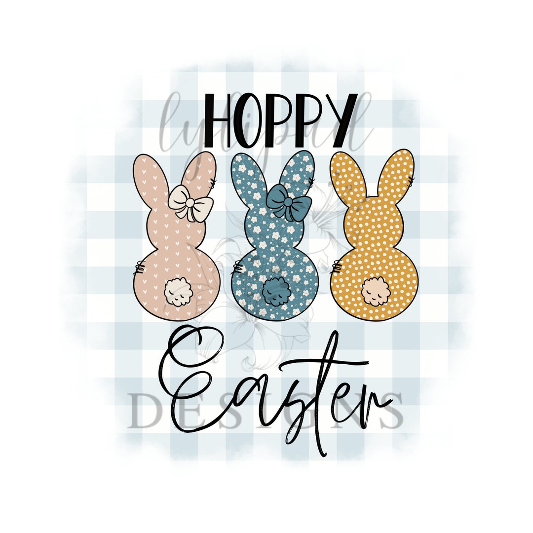 Hoppy Easter Bunnies Blue and Pink PNG Design - Digital Download - Etsy