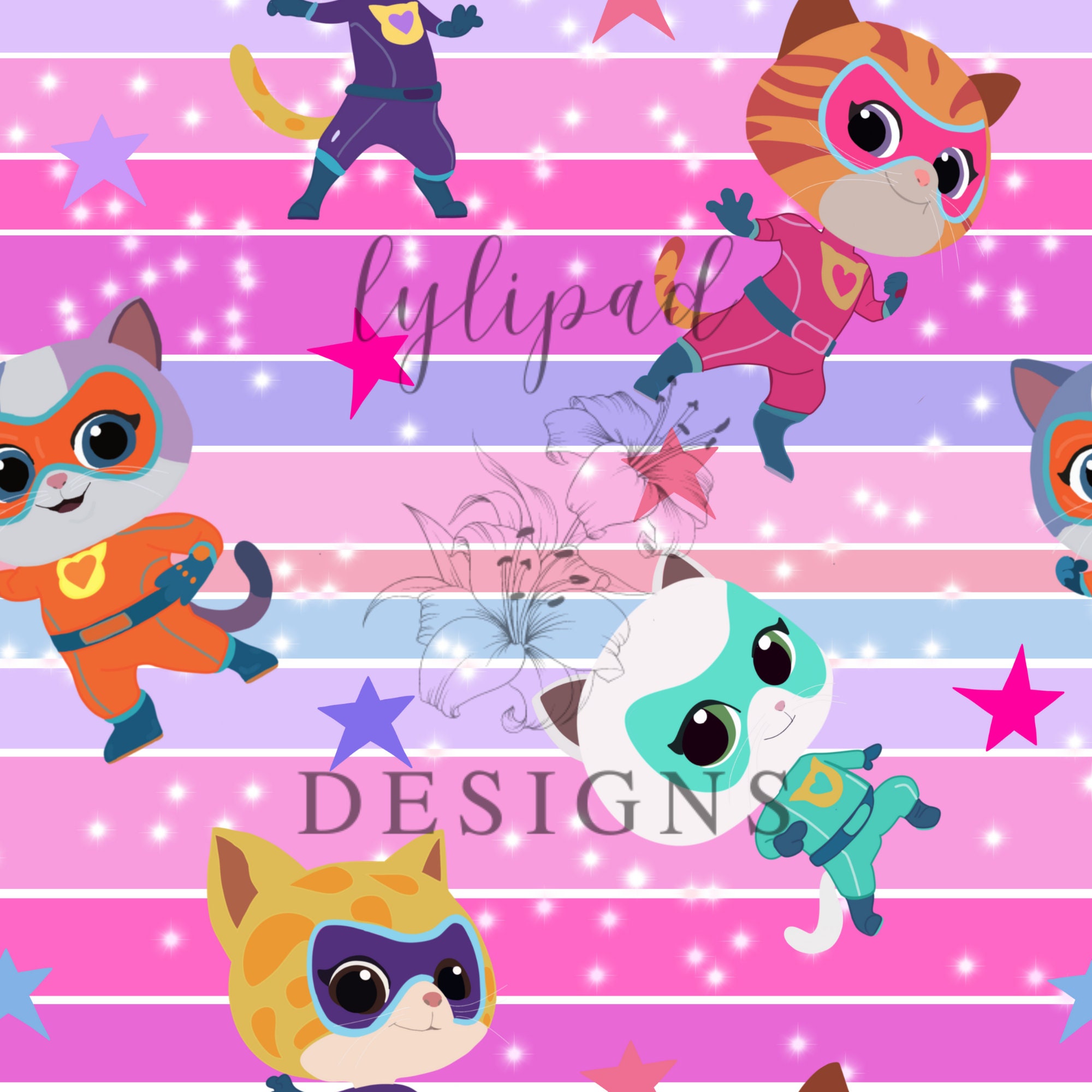 Hero Kitties Super Cats Pink Purple Green and Orange - Etsy