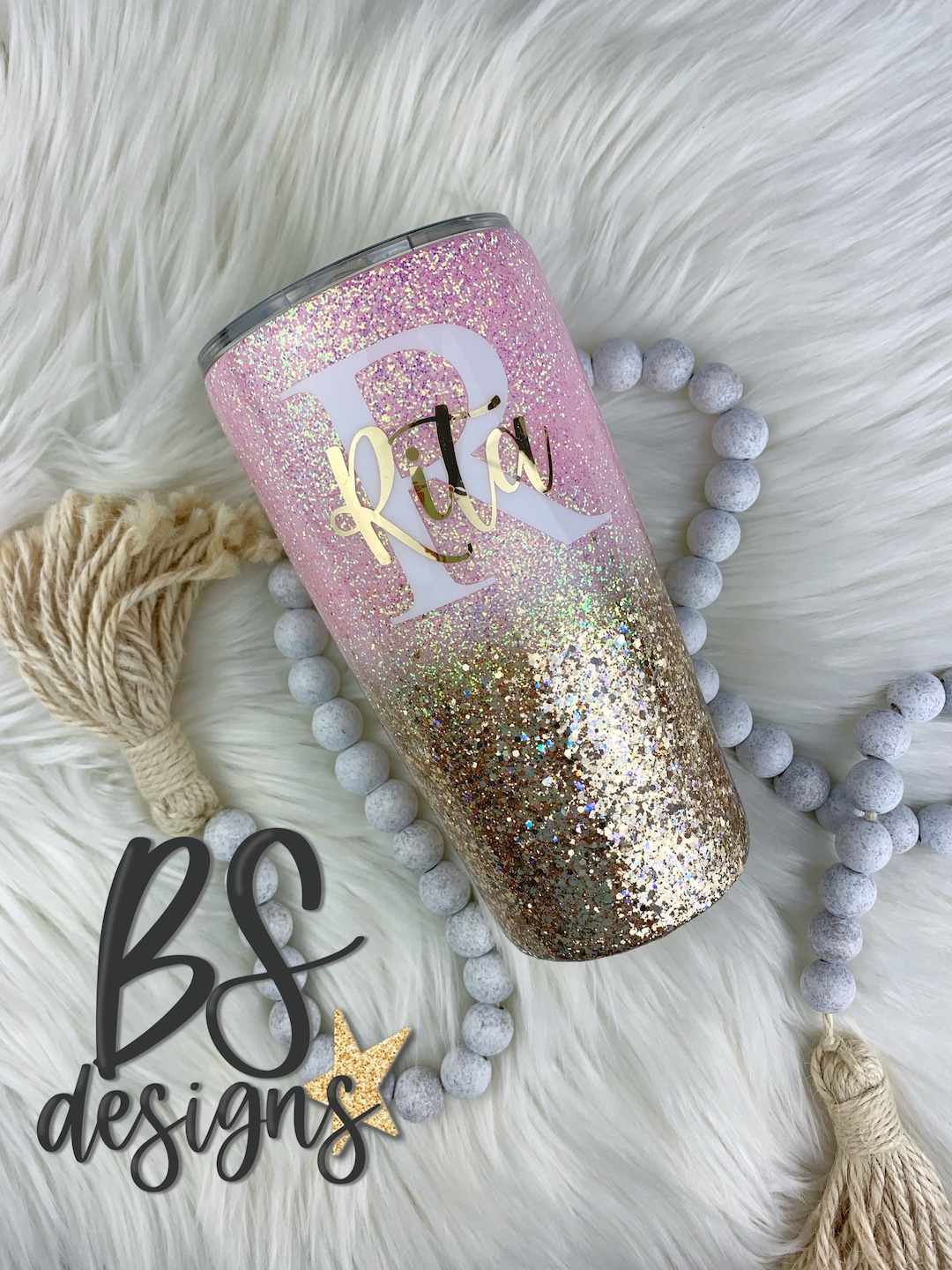 Pink Glitter Tumbler, Personalized Tumbler, Ombré Glitter Tumbler ...